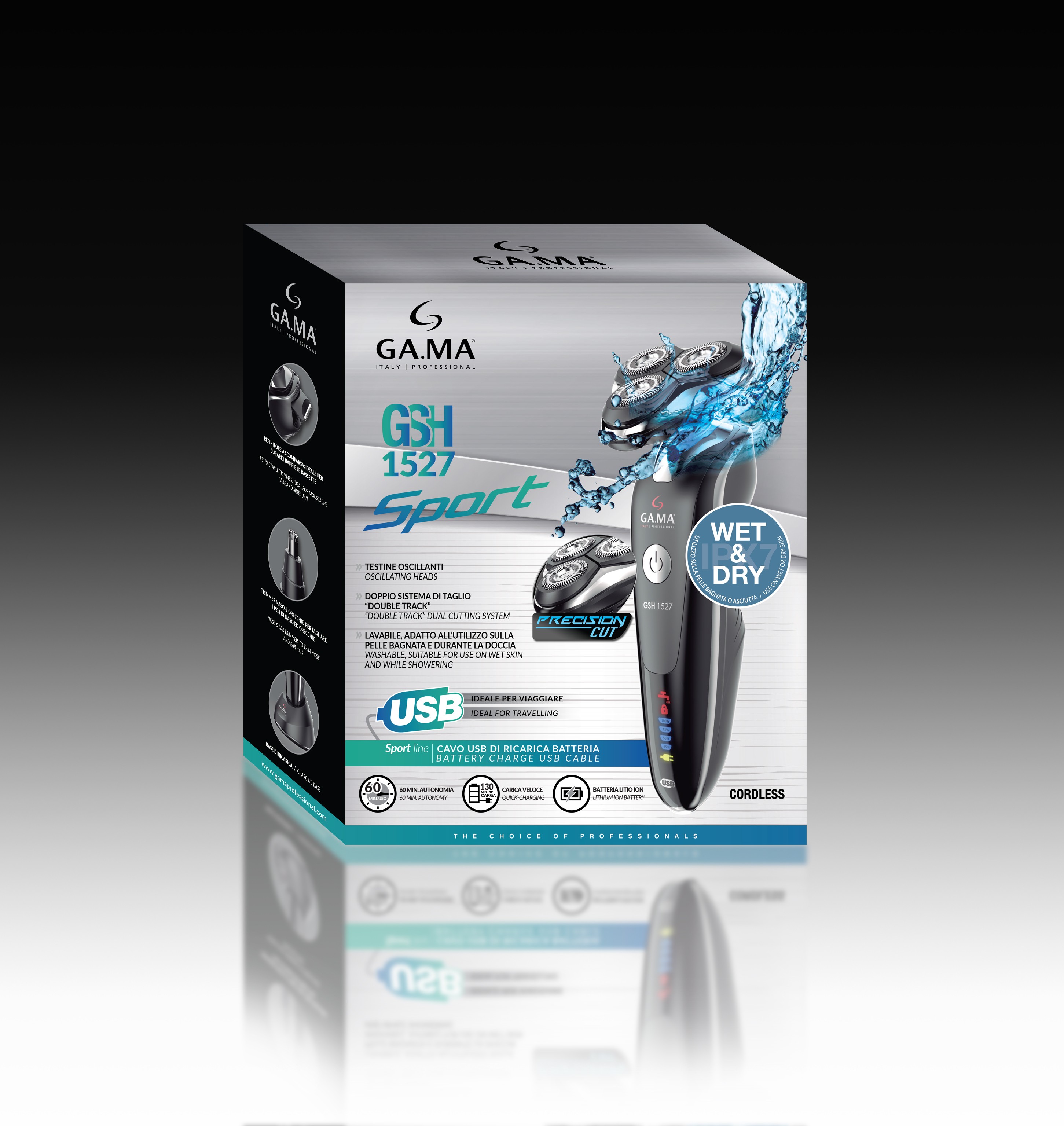 Электробритва GA.MA GSH1527 Sport - HF Wet&Dry (черная)